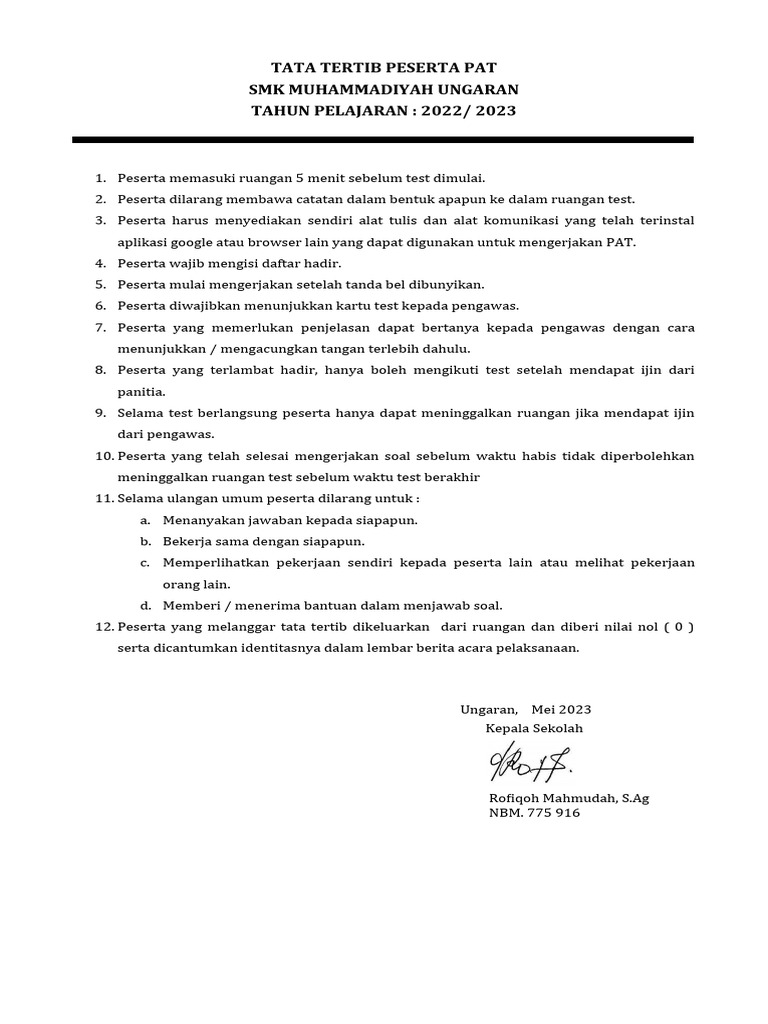 Tata Tertib Peserta PAt | PDF