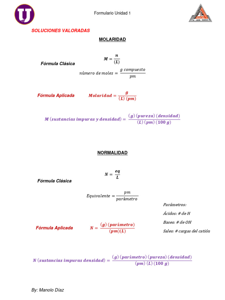 Formulario Bioquímica | PDF | Sal (química) | Compuestos químicos