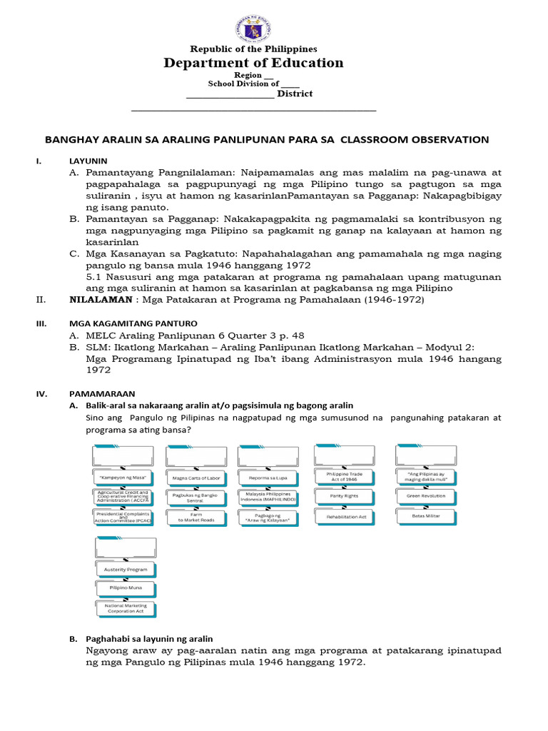 Ap 6 Cot Lesson Plan 3RD Quarter | PDF