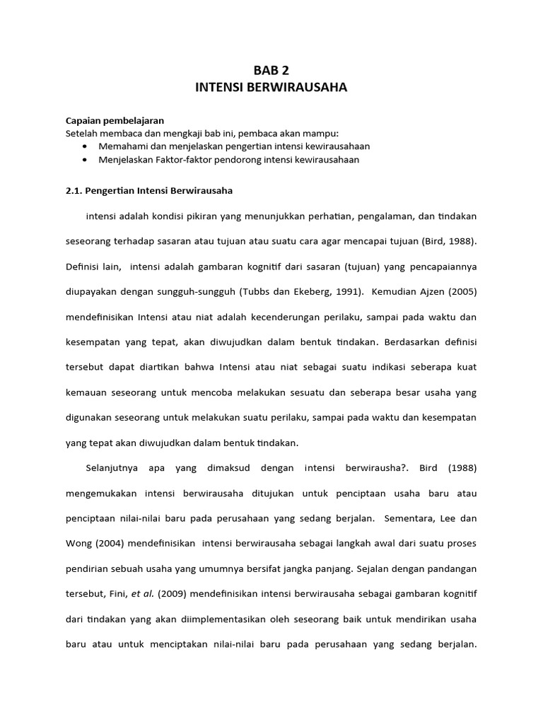 Intensi Wirausaha | PDF