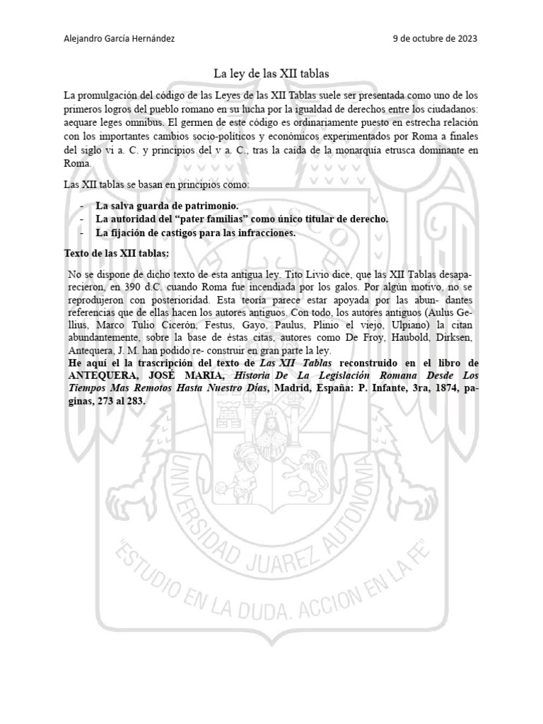 La Ley de Las XII Tablas | PDF