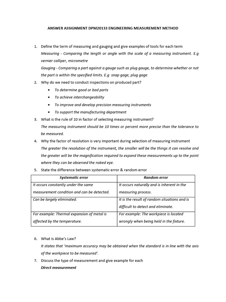 Answer Assignment Dpm20133 Engineering Measurement Method | PDF ... Answer Assignment Dpm20133 Engineering Measurement Method | PDF ...