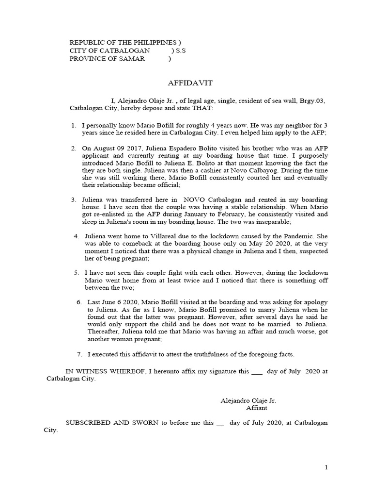 affidavit | PDF | Affidavit | Civil Law (Common Law)