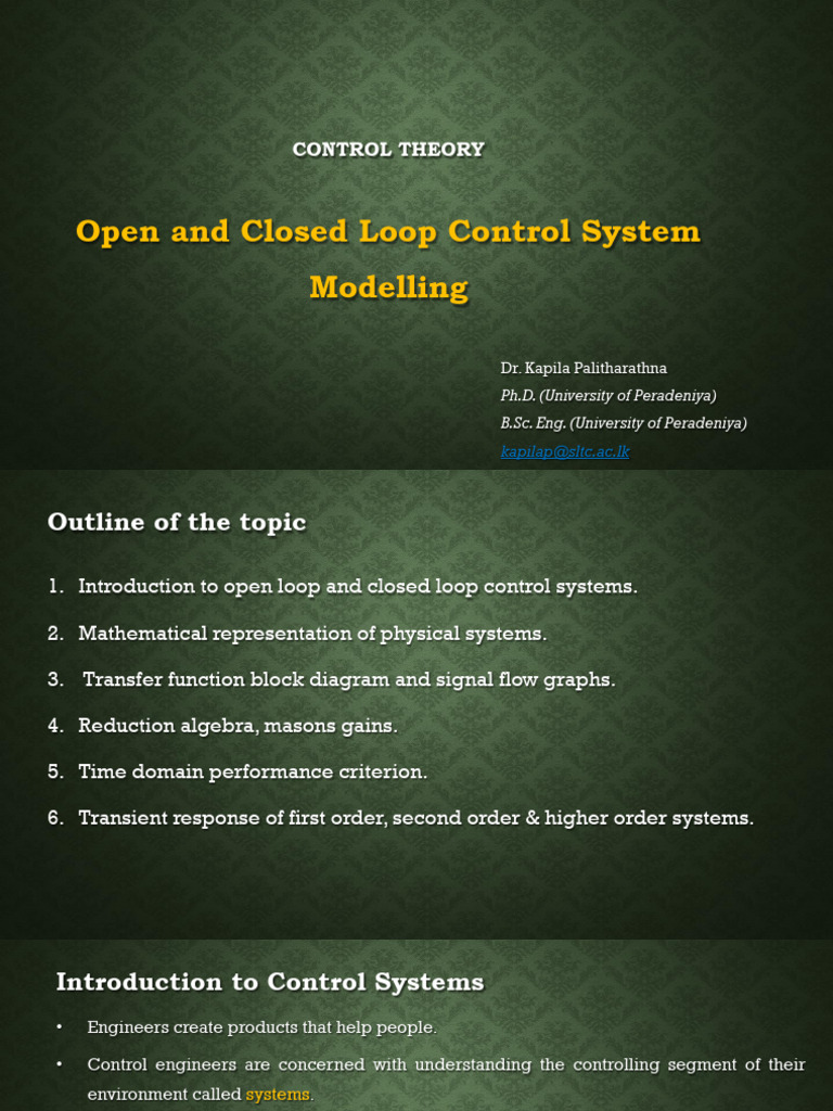 Lecture 1 | PDF | Control Theory | Laplace Transform