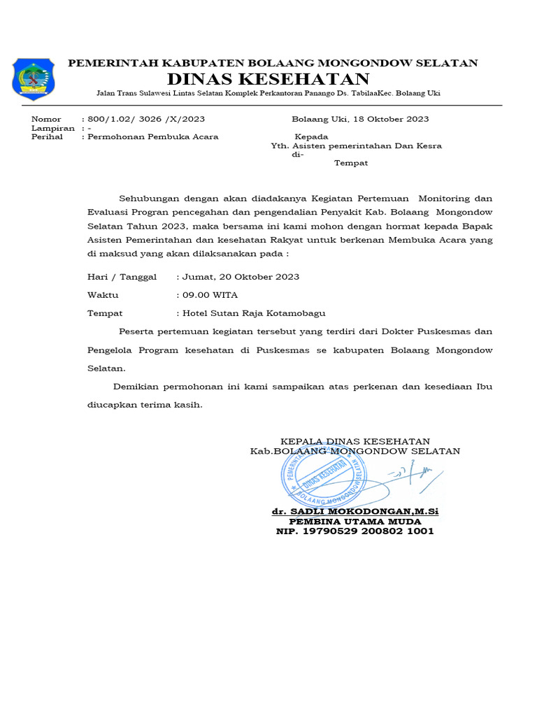 Permohonan Membuka Acara | PDF