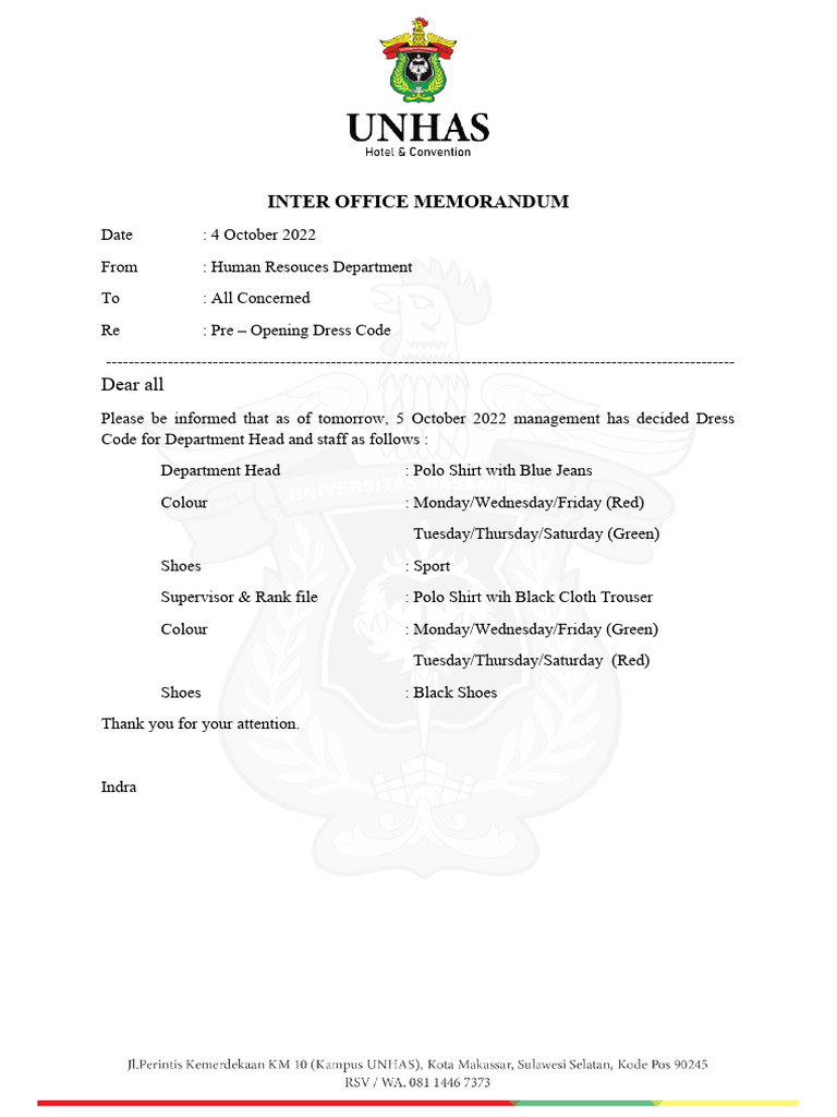Pre-Opening Dress Code Guidelines | PDF | Etiquette | Traditions