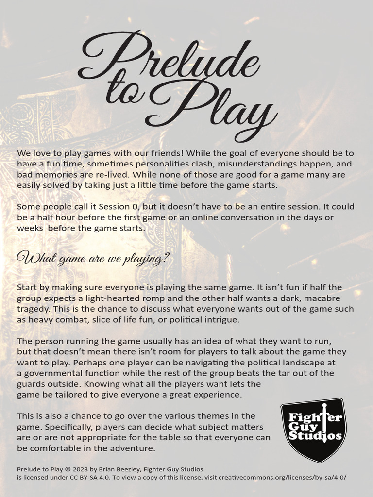 Game Session Preparation Guide | PDF