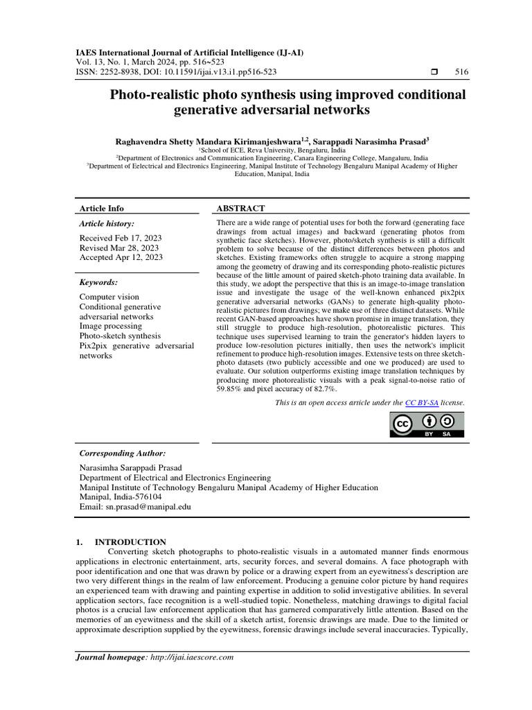 Photo-Realistic Photo Synthesis Using Improved Conditional Generative Adversarial Networks | PDF ...