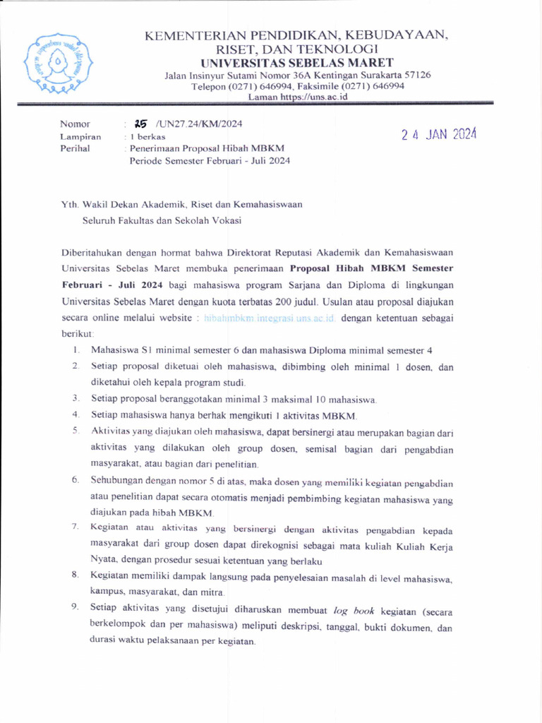 Pemberitahuan Penerimaan Proposal Hibah MBKM Periode Februari-Juli 2024 ... Pemberitahuan Penerimaan Proposal Hibah MBKM Periode Februari-Juli 2024 ...