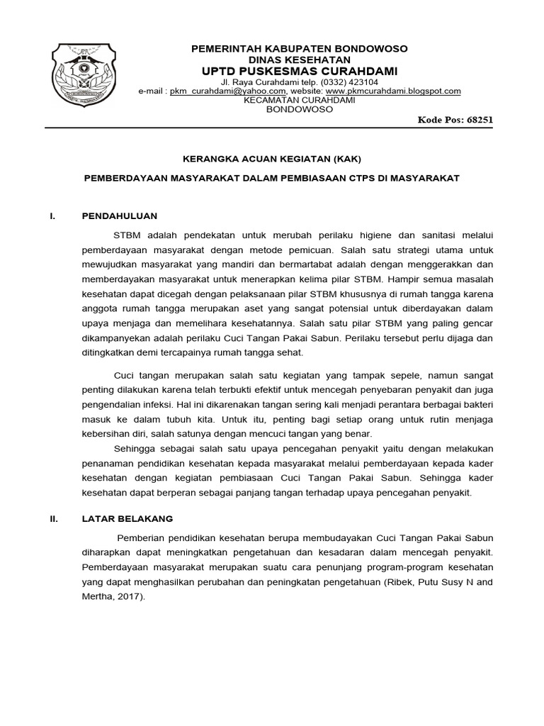 Kak Pemberdayaan Masyarakat Dalam Pembiasaan CTPS Di Masyarakat | PDF