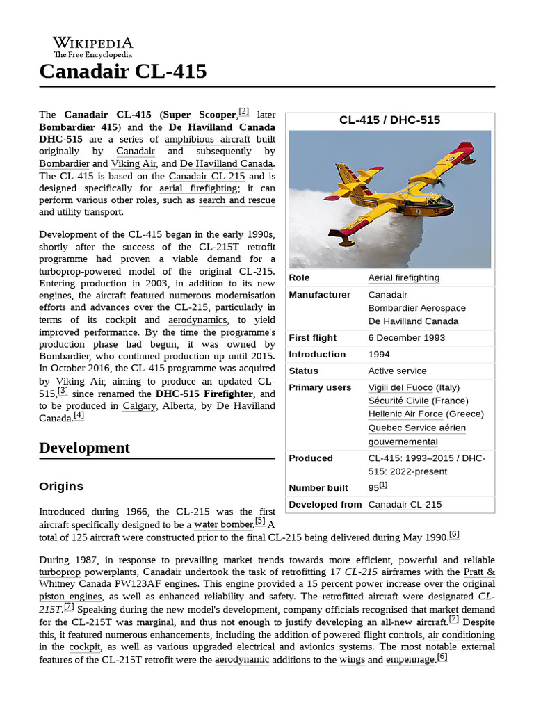 Canadair CL-415 | PDF | Transport | Aeronautics