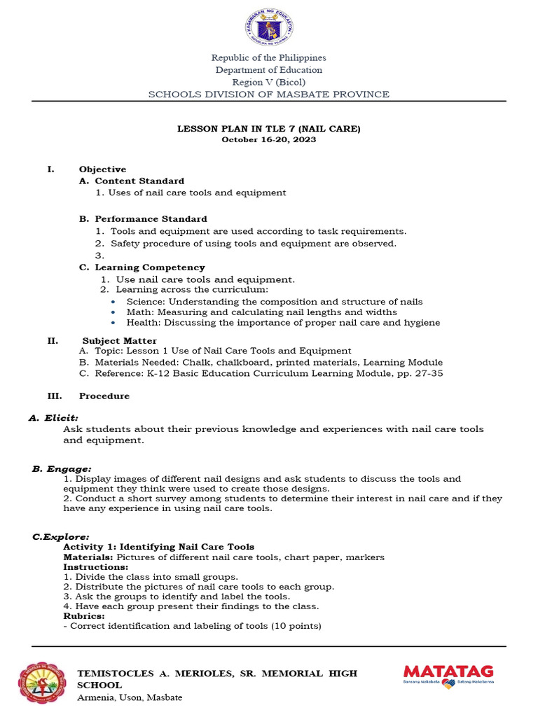 Lesson 1 - Lo2 | PDF | Nail (Anatomy) | Learning