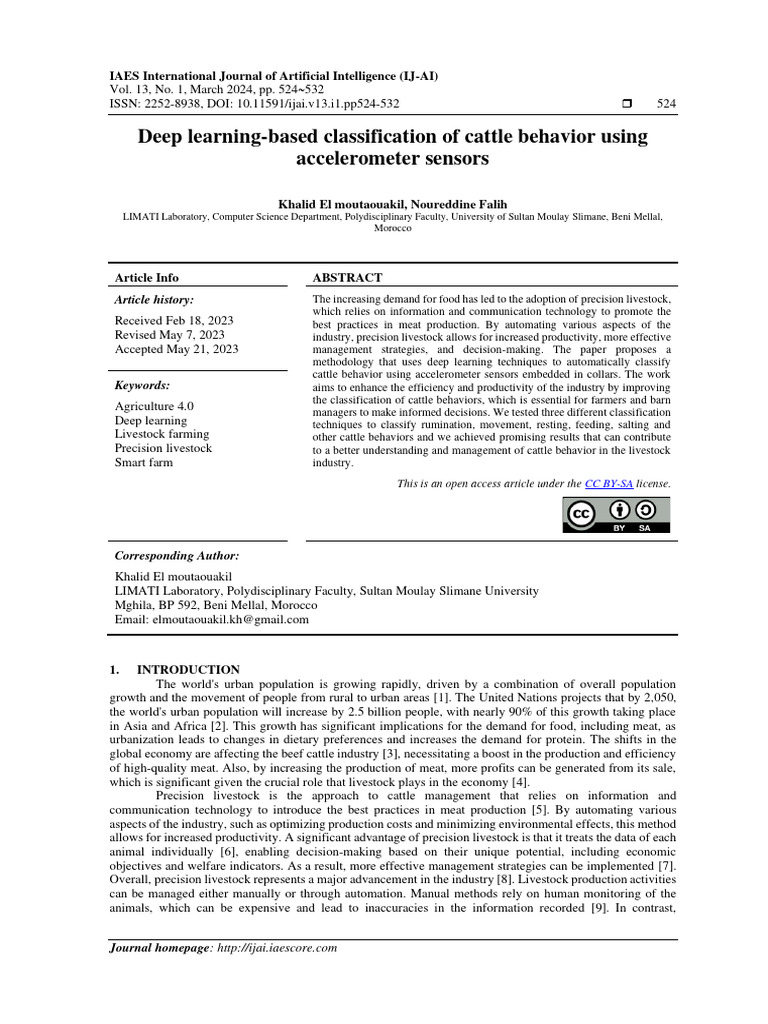 Deep Learning-Based Classification of Cattle Behavior Using ...