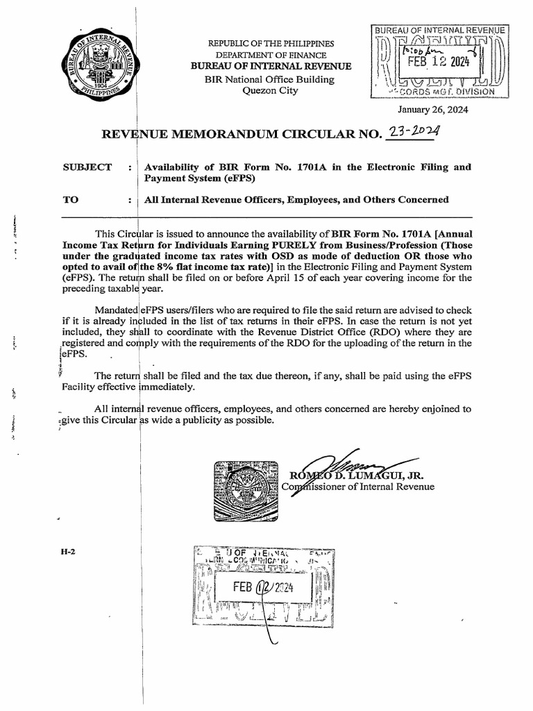 RMC No. 23-2024 | PDF