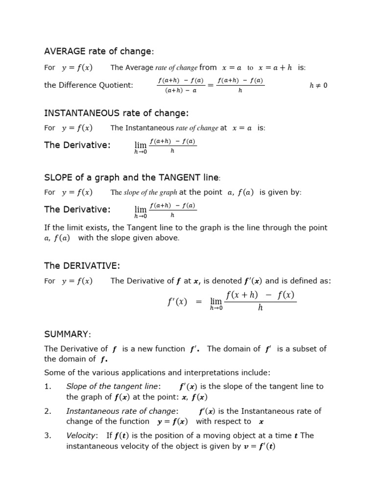 The Derivative | PDF | Derivative | Calculus