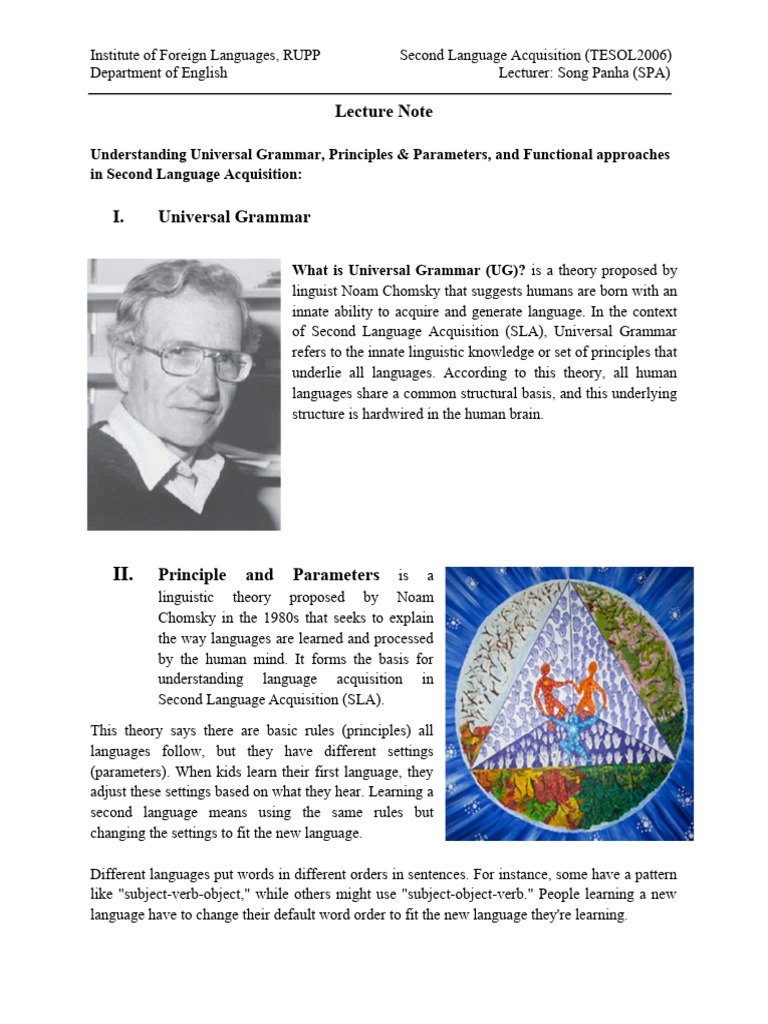 Lecture Note | PDF | Second Language Acquisition | Language Acquisition
