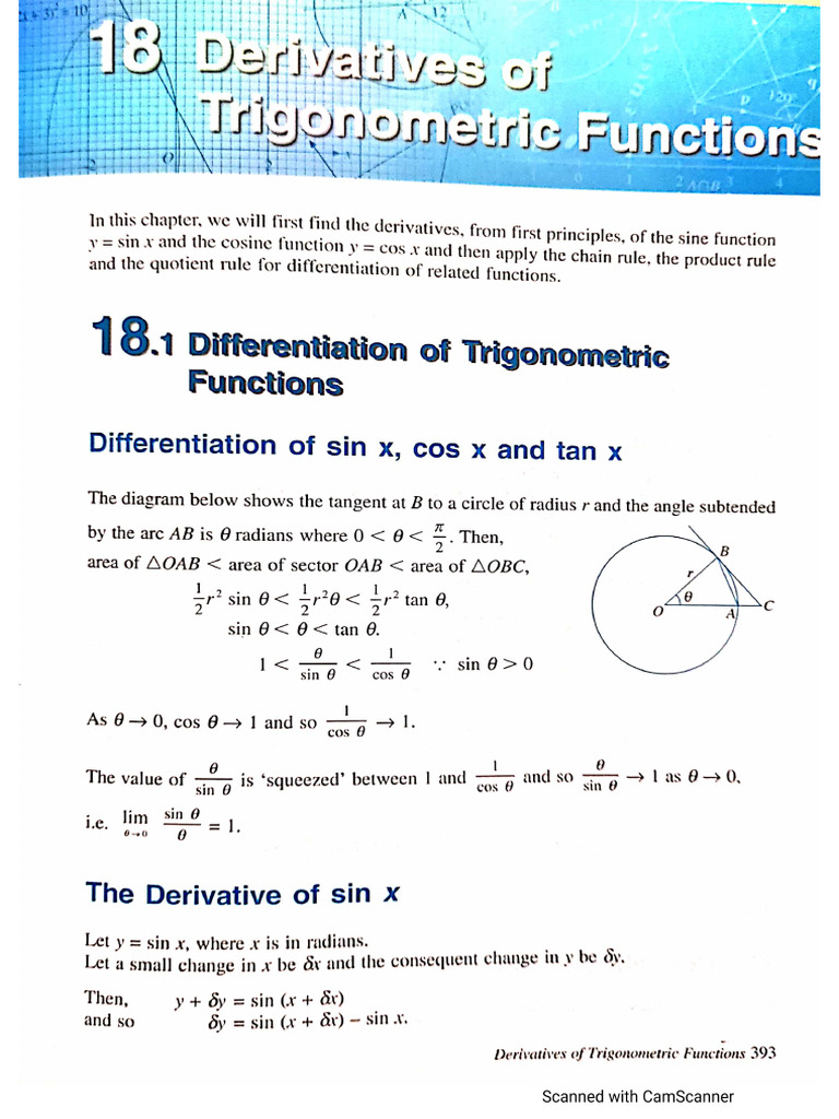 Chapter 18 Derivatives of Trigonometric Functions | PDF