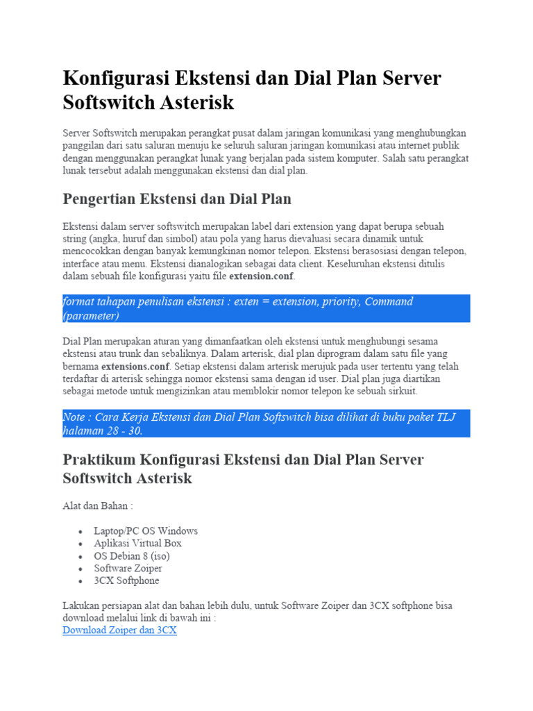 Konfigurasi Ekstensi dan Dial Plan Asterisk | PDF