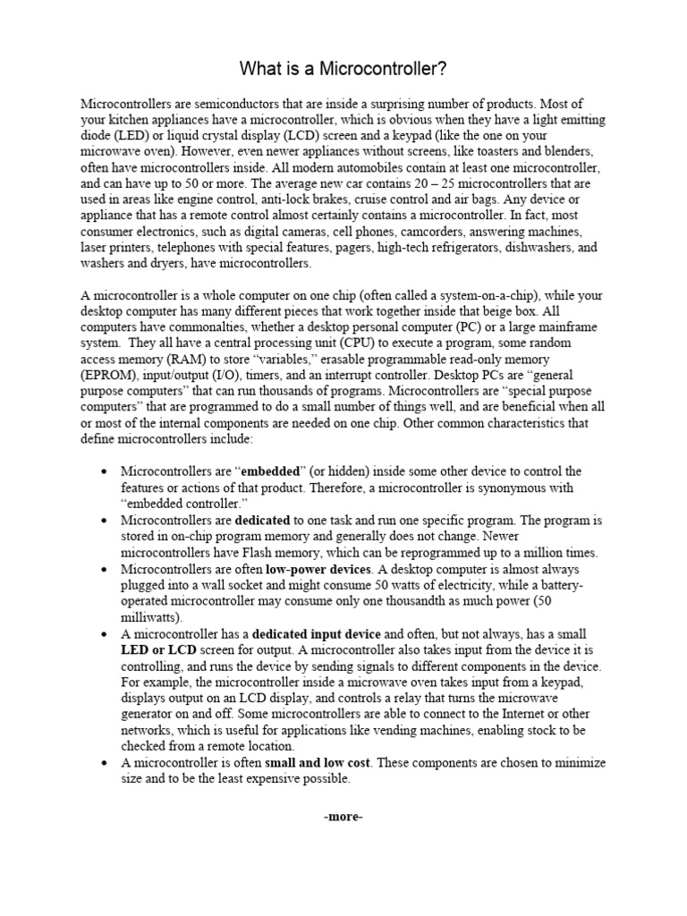 What Is A Microcontroller | PDF | Microcontroller | Embedded System