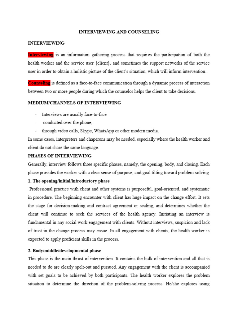 Interviewing and Counseling Techniques | PDF | Information | Goal