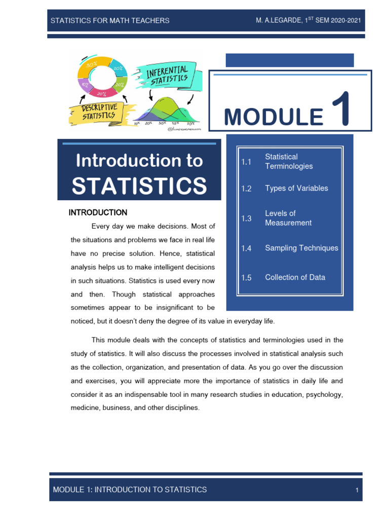 Module 1 | PDF | Sampling (Statistics) | Statistics