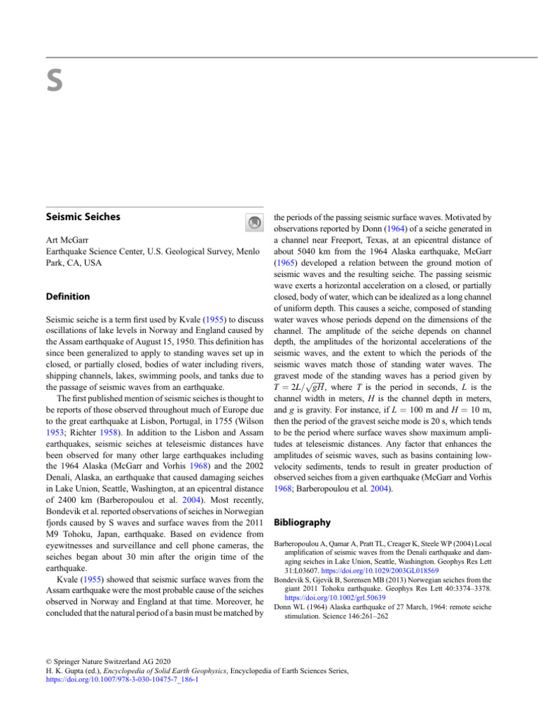 Seismic Seiches | PDF | Earthquakes | Seismology