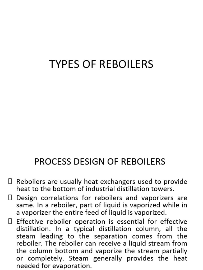 Types of Reboilers | PDF | Distillation | Liquids