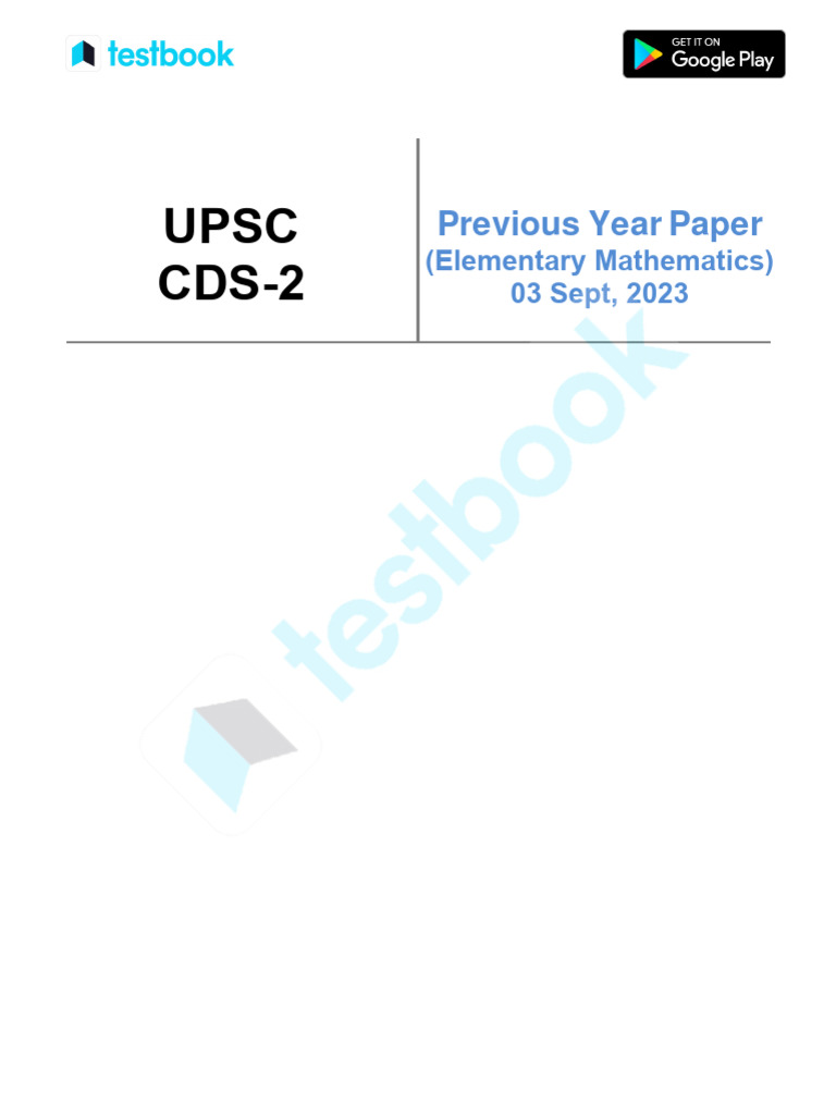 UPSC CDS-2 (Elementary Mathematics) Official Paper (Held On - 03 Sept ...