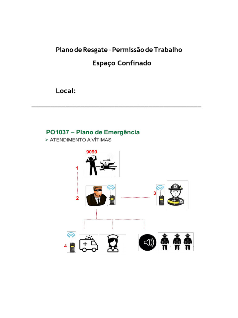 Plano de Resgate Espaço Confinado | PDF | Ambulância