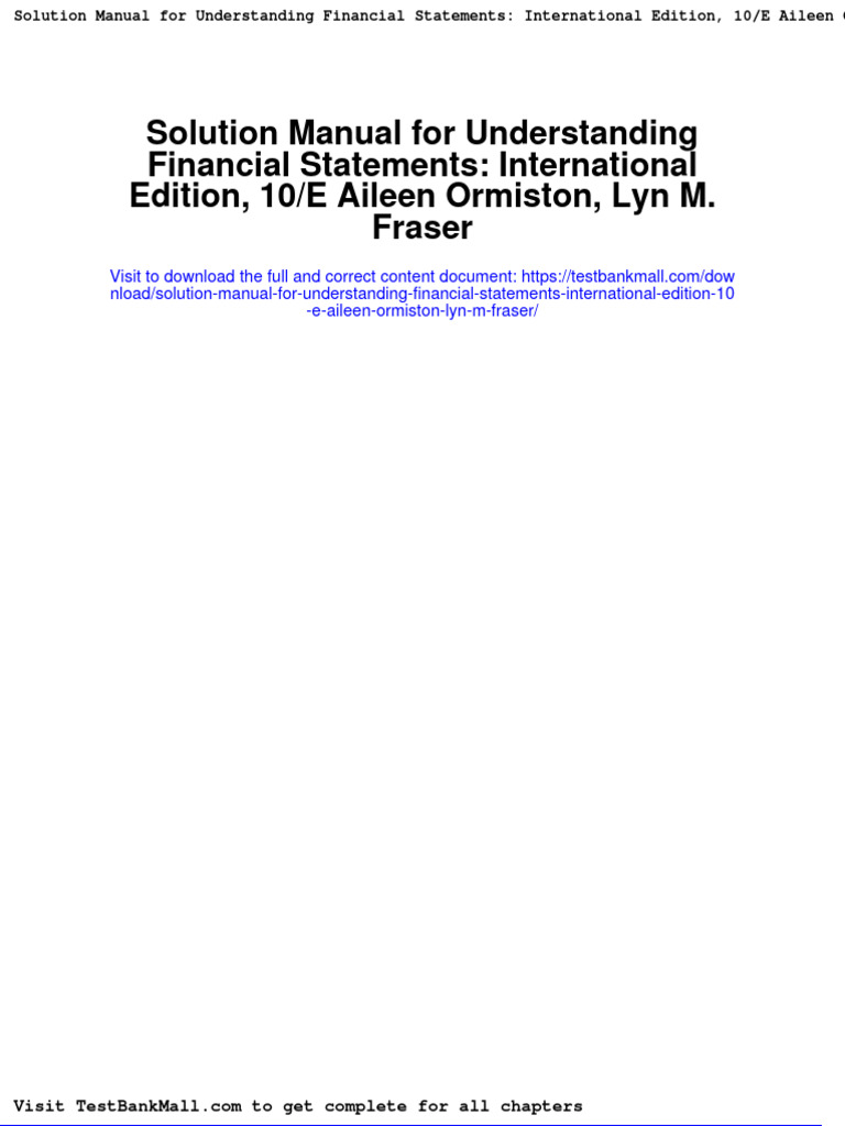 Full Solution Manual For Understanding Financial Statements ...