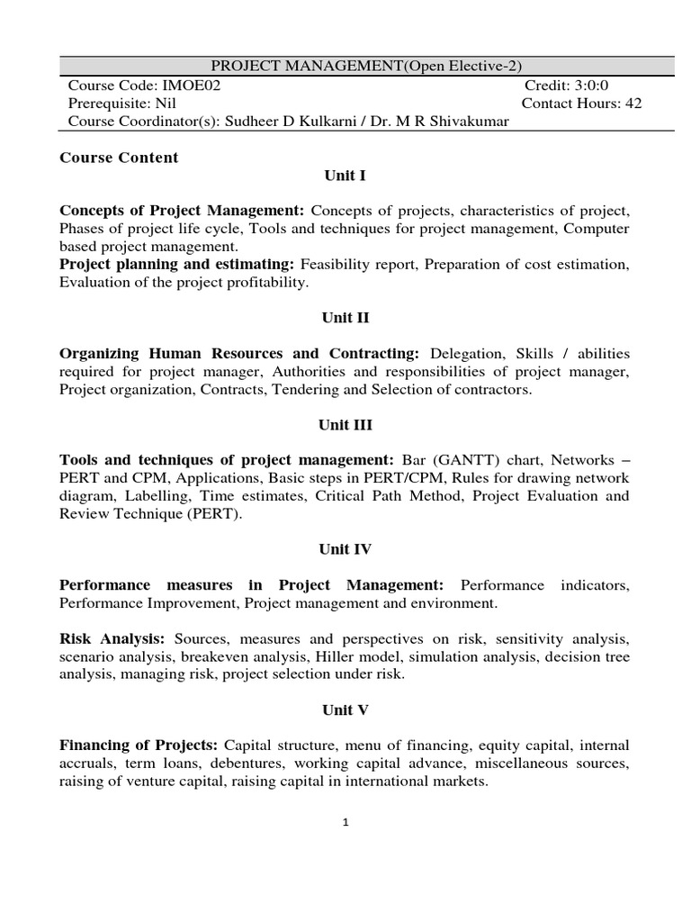 IMOE02-PROJECT MANAGEMENT (Open Elective-2) | PDF | Project Management | Business