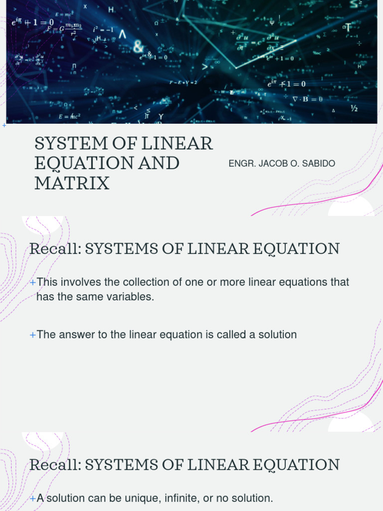 Solving Linear Equations with Matrices | PDF | Matrix (Mathematics ...