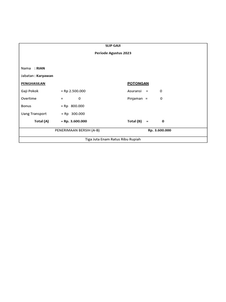 SLIP GAJI Rian | PDF