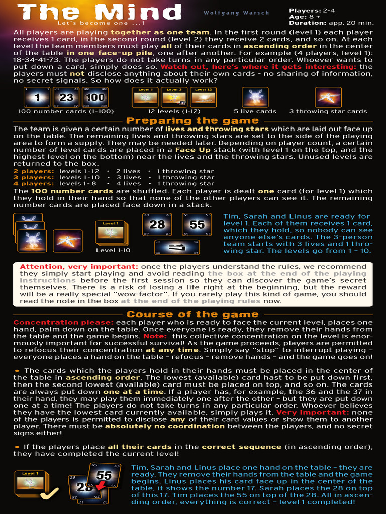 The Mind Card Game Rules | PDF | Leisure