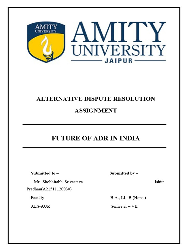 ADR Assignment | PDF | Alternative Dispute Resolution | Mediation