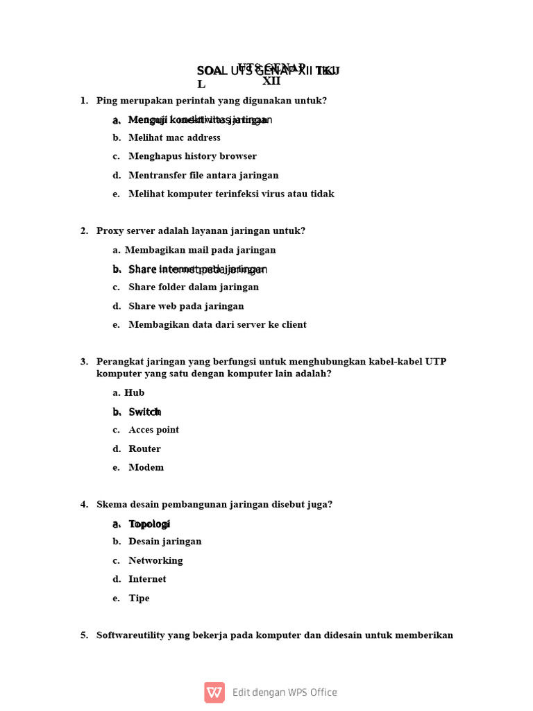 Soal Pemrograman Xii TKJ | PDF
