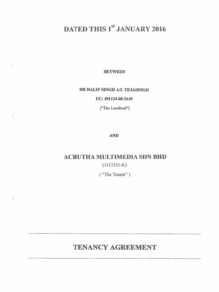 Company Tenance Agreement | PDF