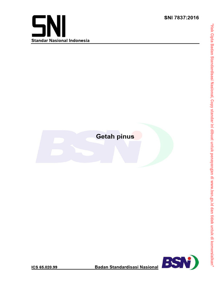SNI 7837.2016-Getah Pinus | PDF