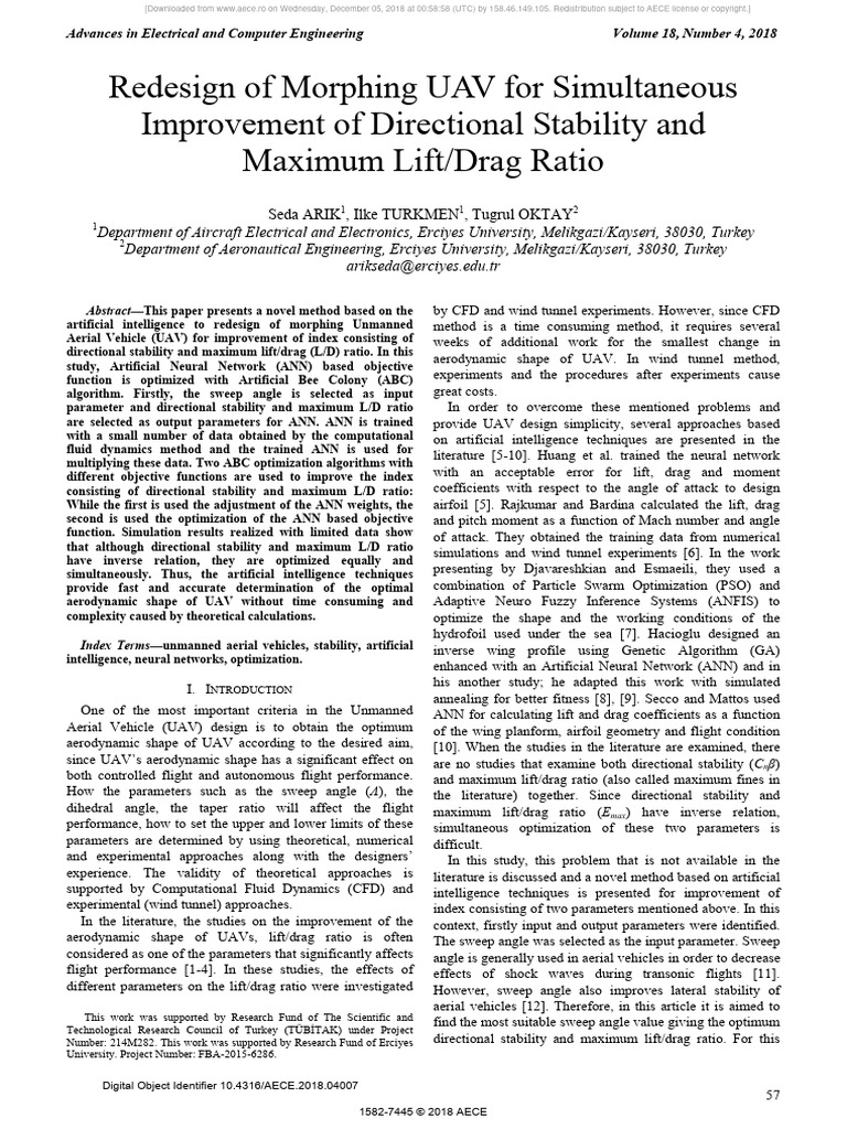 Redesign of Morphing UAV For Simultaneous Improvem | PDF | Mathematical ...