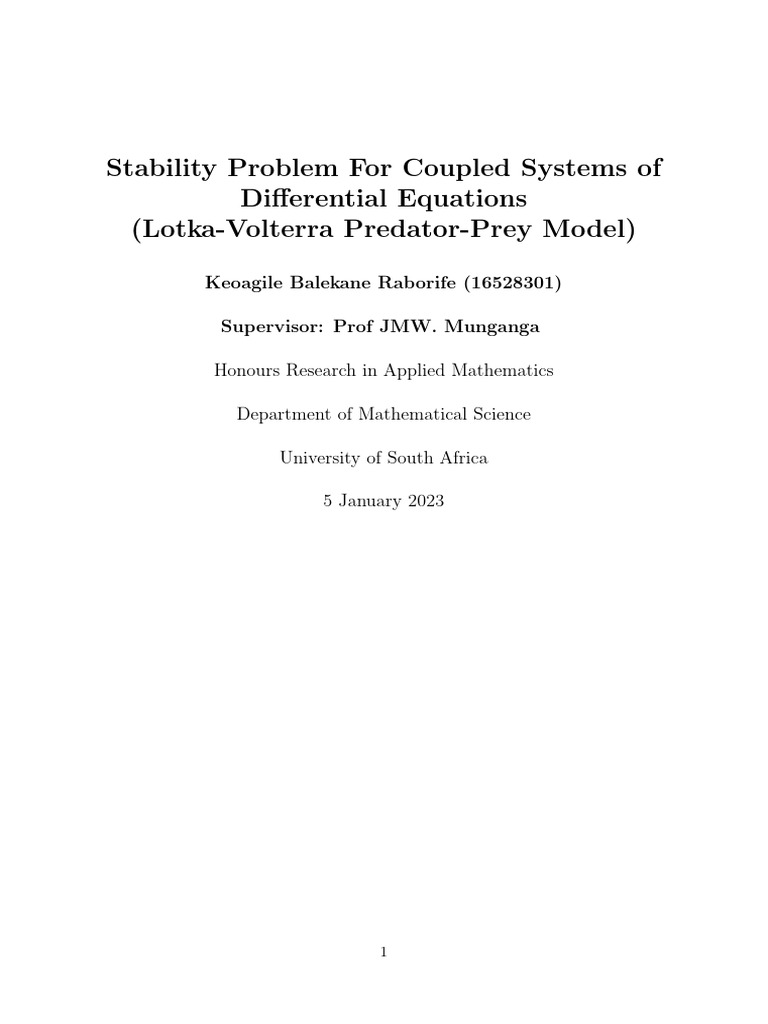 KB Raborife Stability of de Assignment 10 | PDF | Ecological Niche | Stability Theory