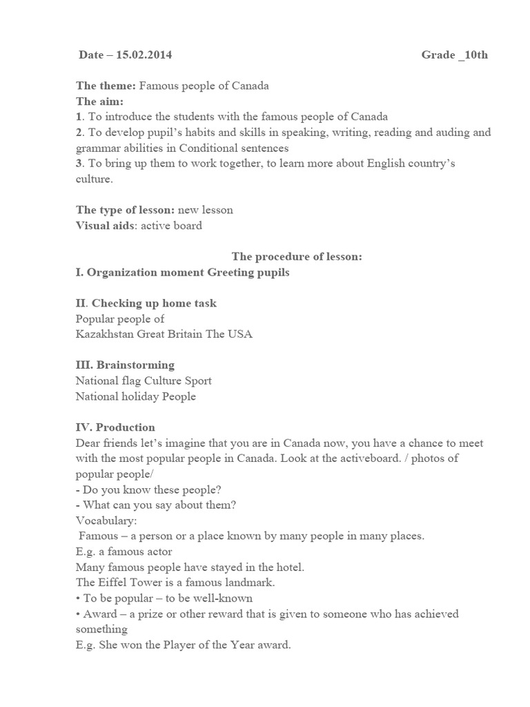 Famous people of Canada | PDF