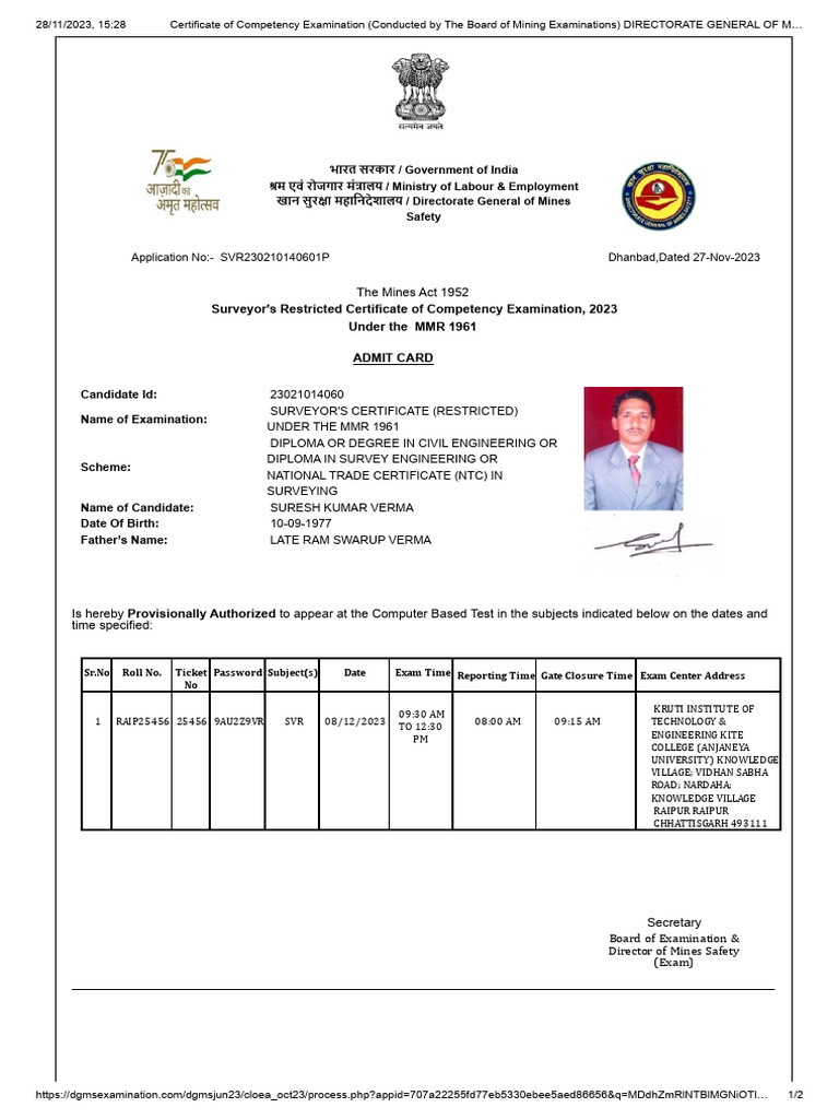 Certificate of Competency Examination (Conducted by The Board of Mining ... Certificate of Competency Examination (Conducted by The Board of Mining ...