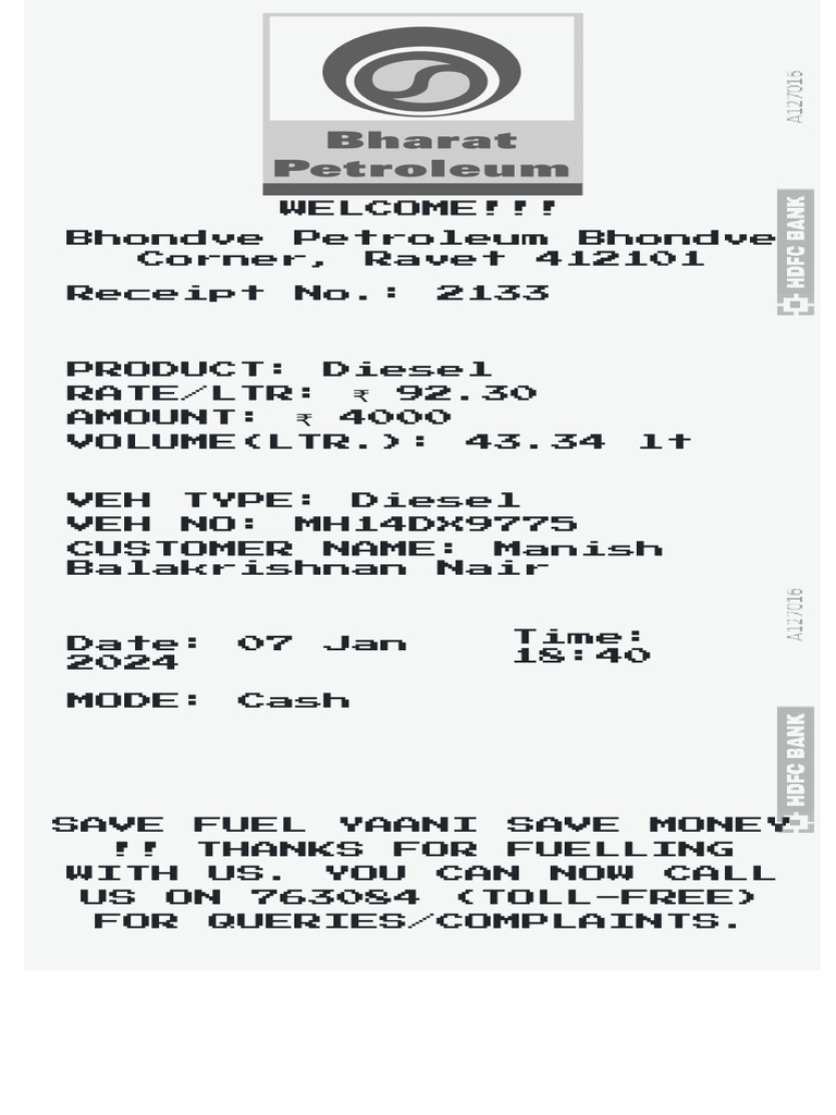 Fuel Bill Template 3 | PDF