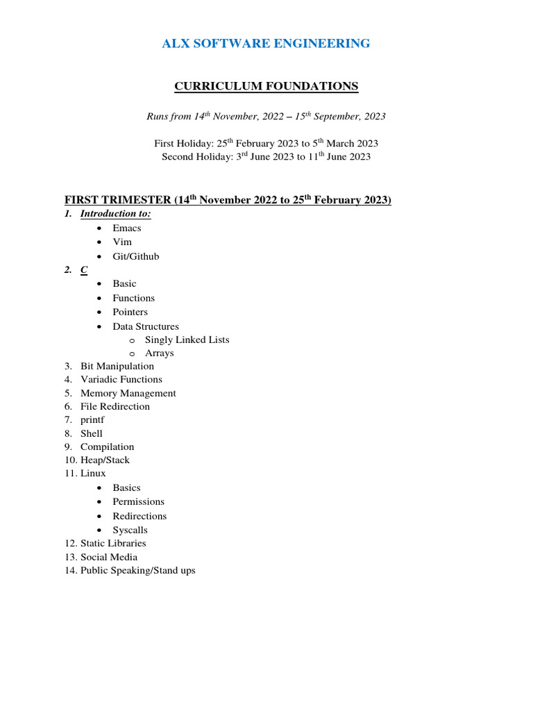 Alx Software Engineering Curriculum | PDF | Java Script | Computer ... Alx Software Engineering Curriculum | PDF | Java Script | Computer ...