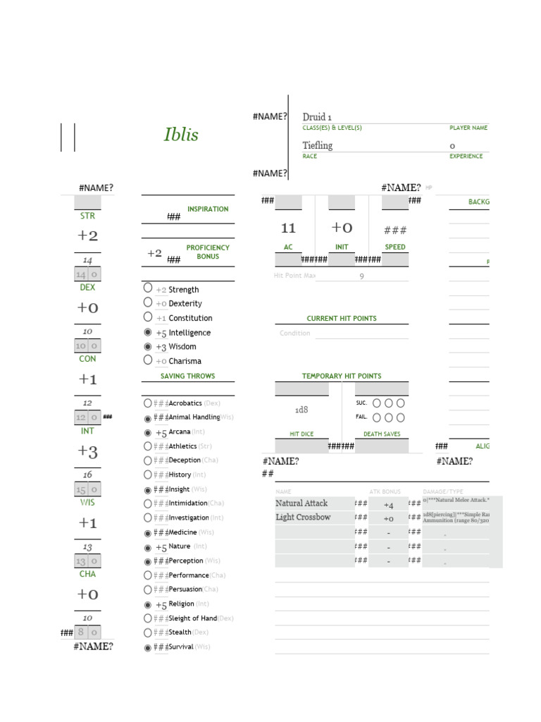 D&D 5E Character Sheet Template | PDF | Dungeons & Dragons | Gary Gygax ...