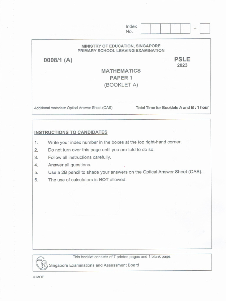 Psle 2023 Paper 1 | PDF