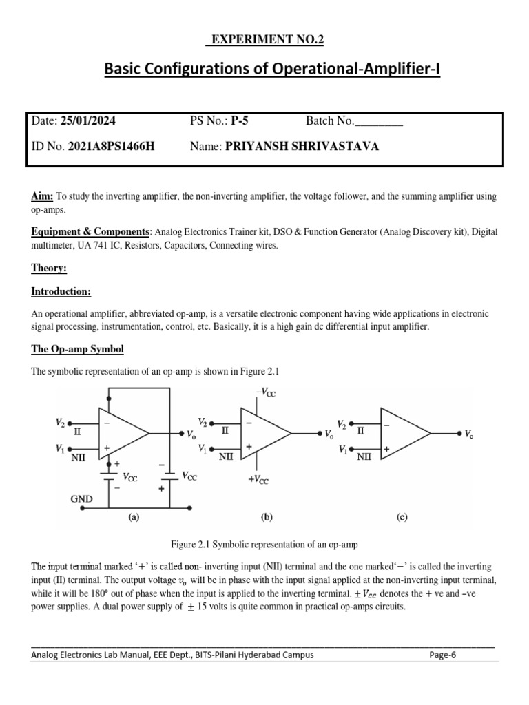 Op-Amp Configurations Lab Guide | PDF | Operational Amplifier | Amplifier