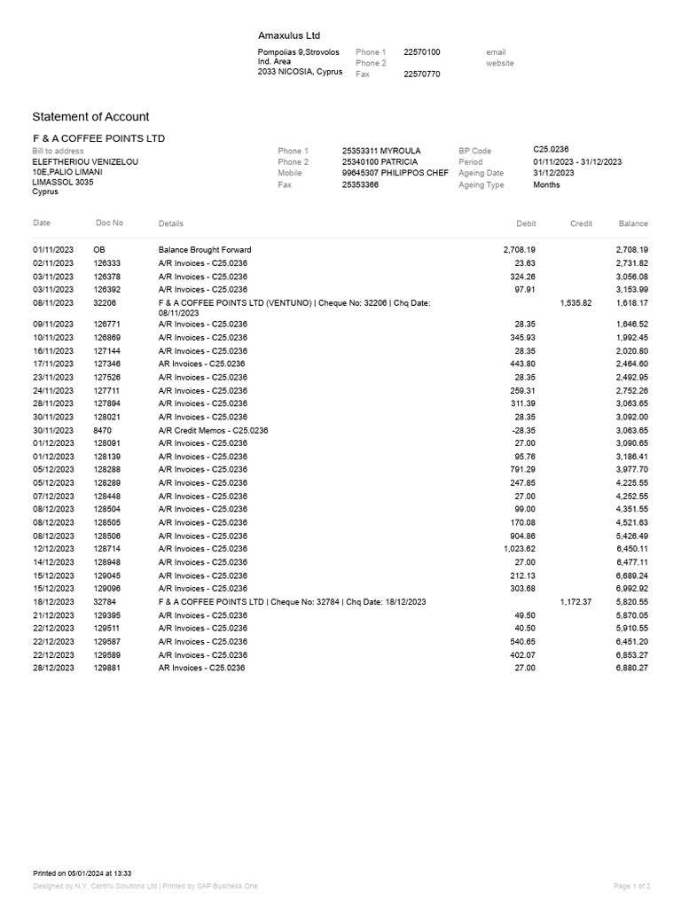Amaxulus Ltd Account Statement | PDF | Business Documents | Accounting