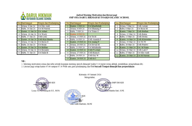 Jadwal Morning Motivation 2024 | PDF