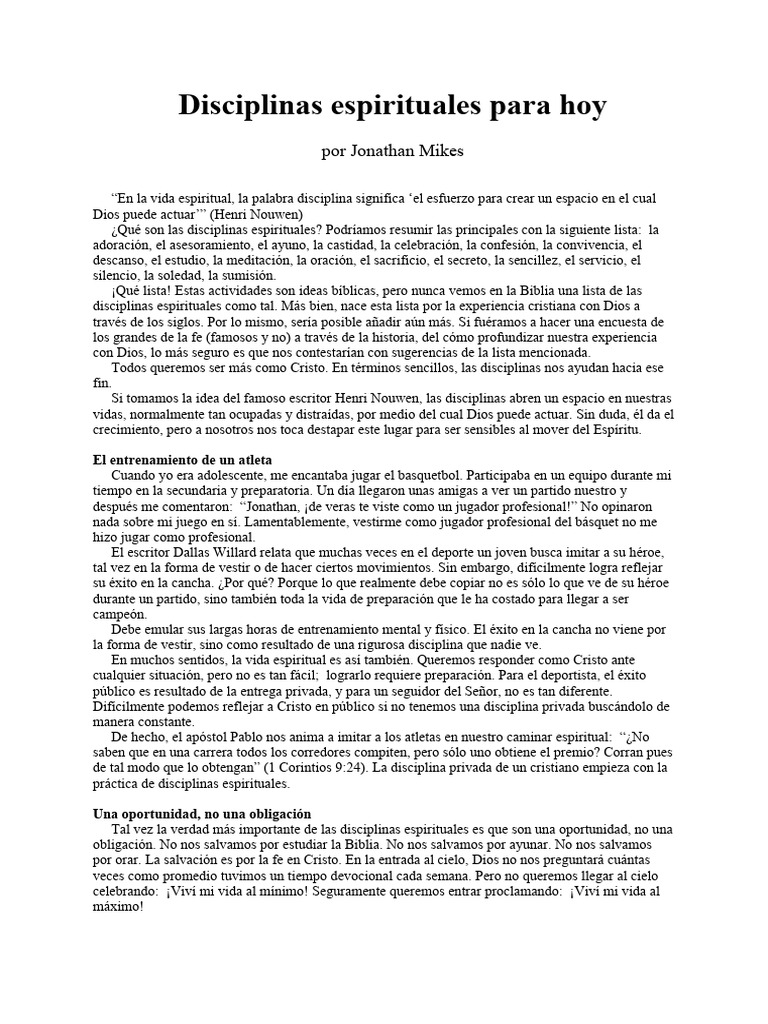 Disciplinas Espirituales para Crecer en Fe | PDF | Oración | Jesús